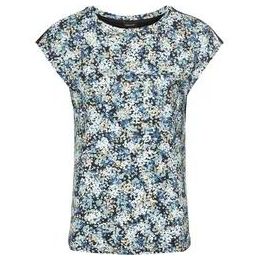 T-Shirt Laura Scott, Damen, Gr. 44/46, grün (mint, geblümt), Jersey, Obermaterial: 95% Viskose, 5% Elasthan, bedruckt, geblümt, gemustert, figurumspielend hüftlang, U-Boot-Ausschnitt, Shirts, mit filigranem Blumen-Druck