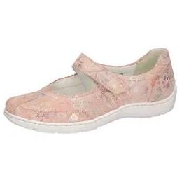 Waldläufer Riemchenballerina WALDLÄUFER "HENNI", Damen, Gr. 6,5, apricot mutli, Veloursleder, Schuhe, Halbschuh, Komfortschuh in Schuhweite H (= sehr weit)