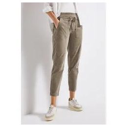 Cordhose Street One "Style Bonny", Damen, Gr. 46, Länge 28, bark braun, Web, Obermaterial: 98% Baumwolle, 2% Elasthan, unifarben, loose fit knöchelfrei, Hosen, mit Taschen