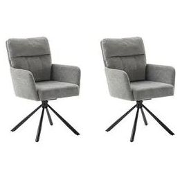 Esszimmerstuhl MCA furniture "UTICA", grau (grau, schwarz), B:60cm H:92cm T:67cm, Polyester, Stühle, (2er-Set), drehbar 180, Taschenfederkern, Sitzhöhe ca. 50 cm