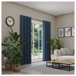 Neutex for you! Verdunkelungsvorhang NEUTEX FOR YOU "INSULA", blau, B:137cm H:270cm, Polyester, Gardinen, Uni-Dimout für starke Verdunklung, nach Maß