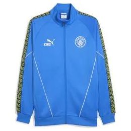 Sweatjacke Puma "Manchester City KING Anthem Jacke Herren", Herren, Gr. XXL, hyperlink blau pro grün, Obermaterial: 37% Baumwolle, 63% Polyester; Taschenfutter: 100% Polyester; Rippe: 93% Polyester, 7% Elasthan; Besatz: 100% Polyester, Sweatjacken