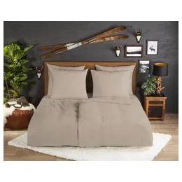 Bettwäsche Good Morning "Flanel Uni", beige (sand), B/L: 155cm x 220cm, 1 Stk., 1 Stk., Flanell, B/L: 80cm x 80cm, 2 Stk., Flanell, Obermaterial: 100% Baumwolle, Bettwäsche, Flanell, Biber, Baumwolle, Winter, Warm, Reißverschluss, Einfarbig Uni