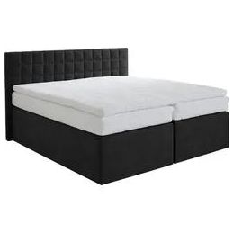 Boxspringbett, schwarz, B:195cm L:210cm, Westfalia Schlafkomfort, Komplettbetten, mit schöner Kopfteilversteppung