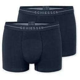 Boxershorts Schiesser "Cotton Flex", Herren, Gr. 5, blau (801, admiral), Single Jersey, Obermaterial: 85% Baumwolle, 10% Polyamid, 5% Elasthan, körpernah, Unterhosen, Baumwollmischung, ohne störende Seitennähte, superweich