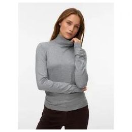 Véro Moda Rollkragenpullover VERO MODA "VMHAPPINESS LS ROLLNK PULLOVE GA NOOS", Damen, Gr. S, grau (medium grau melange), Strick, Obermaterial: 50% Viskose, 28% Polyester, 22% Nylon, unifarben, figurbetont normal, Rundhals, Pullover