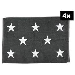 Badematte done. "DAILY SHAPES Stars 4er-Set", grau (anthrazit), H:5mm, Baumwolle, Badematten, Badvorleger aus 100% Baumwolle, Jacquardgewebt