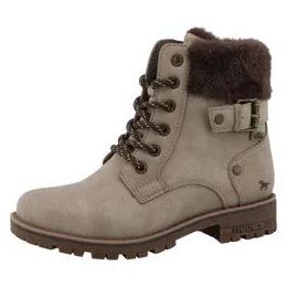 Winterstiefel Mustang SHOES "Matilde", Kinder, Gr. 39, hellgrau, Lederimitat, Textil, Basic, Schuhe, Oudoorboots, Schnürstiefel mit Warmfutter
