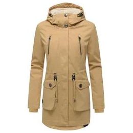 Kurzmantel Ragwear "Ellsa YOUMODO", Damen, Gr. XXL (44), camelfarben, Obermaterial: 100% Polyester; Innenfutter: 100% Polyester; Wattierung: 100% Polyester, tailliert ca. Mitte Oberschenkel, hoch geschlossener Ausschnitt, eng Strickbündchen mit Daumenlöchern, Mäntel, Winterparka mit auffälligen Taillenzugkordeln und Kapuze