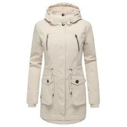 Kurzmantel Ragwear "Ellsa YOUMODO", Damen, Gr. S (36), ecru, Obermaterial: 100% Polyester; Innenfutter: 100% Polyester; Wattierung: 100% Polyester, tailliert ca. Mitte Oberschenkel, hoch geschlossener Ausschnitt, eng Strickbündchen mit Daumenlöchern, Mäntel, Winterparka mit auffälligen Taillenzugkordeln und Kapuze