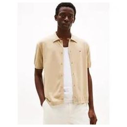 Kurzarmhemd Tommy Hilfiger "ESSENTIAL COTTON SS OVER SHIRT", Herren, Gr. L, N-Gr, grün (sandalwood), Strick, Obermaterial: 100% Baumwolle, Hemden