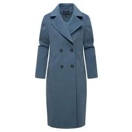 Langmantel Navahoo "Sternlein 14", Damen, Gr. M38, blau (rauchblau), Obermaterial: 90% Polyester, 10% Viskose, Innenfutter: 100% Polyester, Ärmelfutter: 100% Polyester, gerade kniebedeckend, Ärmel ohne Ärmelschlitz normaler Saum, Mäntel, Kurzmantel in Woll-Optik mit Reverskragen
