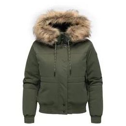 Winterjacke Ragwear "Deluxia YOUMODO", Damen, Gr. XXL(44), olivgrün, Obermaterial: 100% Polyester; Innenfutter: 100% Polyester; Wattierung: 100% Polyester, gerade hüftlang, hoch geschlossener Ausschnitt, eng Bündchen, Jacken, modische Damen Bomberjacke mit Kunstfell