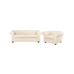Beliani 2-tlg Chesterfield Sofa CHESTERFIELD in Beige/Braun | Gr.: onesize