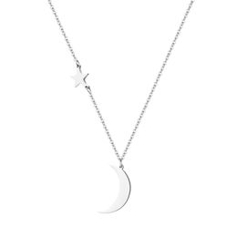 Hey Happiness Kette Mond und Stern Anh&auml;nger Edestahl in Silber - (L) 51-56 cm | Gr.: onesize