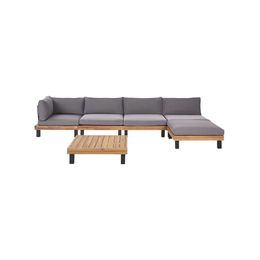 Beliani 6-tlg Lounge Set FRAZZANO in Grau/Heller Holzfarbton | Gr.: onesize