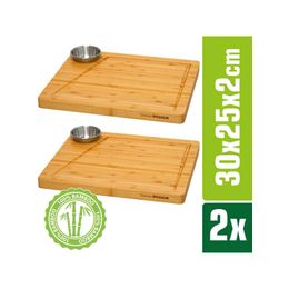 DuneDesign 2er Set Bambus Steakbrett JuicyCuts mit Dipschale | Gr.: onesize