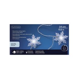 Lumineo Schneeflocken-Lichterkette 24 LED 4,6 m, transp. Kabel in kaltweiß | Gr.: onesize