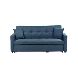 Beliani Schlafsofa GLOMMA in Blau/Schwarz - (W) 204 x (H) 93 x (L) 88 cm | Gr.: onesize