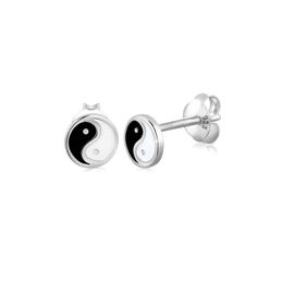 Elli Ohrringe 925 Sterling Silber Yin und Yang in Schwarz | Gr.: onesize