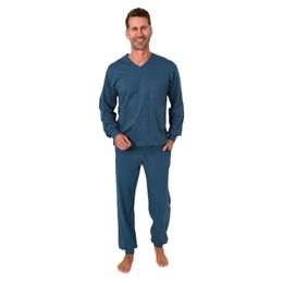 Normann Langarm Schlafanzug Pyjama B&uuml;ndchen print in blau | Gr.: 58