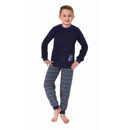 Normann Frottee langarm Schlafanzug Pyjama Bündchen und Skaterboard - 77094 in blau | Gr.: 128