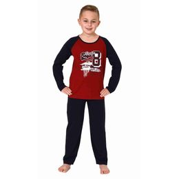 Normann langarm Schlafanzug Pyjama Basketball - 77467 in rot | Gr.: 152