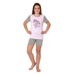Normann Shorty Pyjama kurzarm Pferde - 74799 in rosa | Gr.: 152