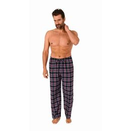 Normann Flanell Schlafanzug Pyjama Hose lang kariert Baumwolle - 70773 in marine | Gr.: 50