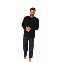 Normann Schlafanzug lang Pyjama Set Flanell Hose - 70933 in schwarz | Gr.: 50