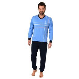 Normann Pyjama Schlafanzug B&uuml;ndchen und Vschnitt - 56309 in hellblau | Gr.: 56