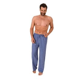 Normann Flanell Schlafanzug Hose kariert Baumwolle - 70220 in blau | Gr.: 58