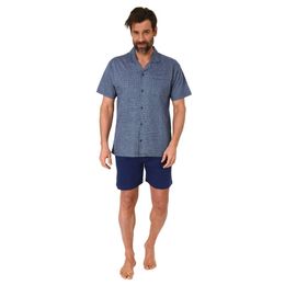 Normann kurzarm Schlafanzug Shorty Pyjama zum durchkn&ouml;pfen - 78265 in marine | Gr.: 48