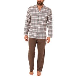 Normann Pyjama Schlafanzug langarm zum durchknöpfen - 37541 in braun | Gr.: 70