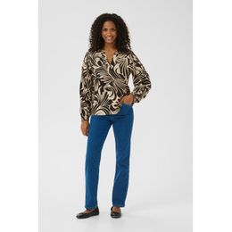 Kaffe Langarm-Bluse KAcelia Regular fit in Feather Gray/Black Graphic | Gr.: 38