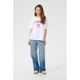 Kaffe T-shirt KAadelina Loose fit in Optical White/Red Text Print | Gr.: XXL