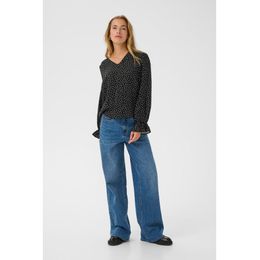 Kaffe Langarm-Bluse KArea Regular fit in Black W. Chalk Dot | Gr.: 38