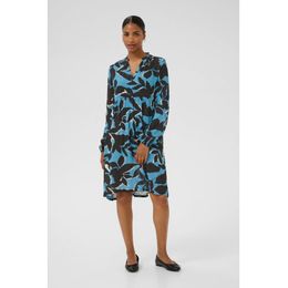 Kaffe Kleid KAlisette A-shape in Windward Blue/Black Flower | Gr.: 44