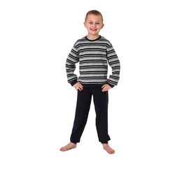 Normann Frottee Pyjama langarm Schlafanzug Bündchen - 64779 in grau | Gr.: 134/140