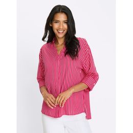 Sieh an! Longbluse in wei&szlig;-pink-gestreift | Gr.: 46