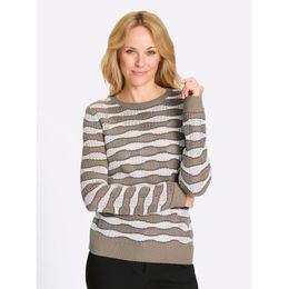 Sieh an! Ajour-Pullover in sesam-ecru-gemustert | Gr.: 46