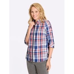 Sieh an! Karo-Bluse in jeansblau-koralle-kariert | Gr.: 50