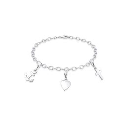 Elli Armband 925 Sterling Silber Anker, Bettelarmband, Herz, Kreuz in Silber | Gr.: 18 cm