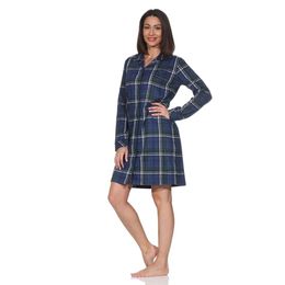 Normann Langarm Nachthemd durchknöpfbar Jersey in marine | Gr.: 40-42