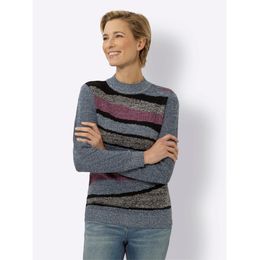 Sieh an! Boucl&eacute;-Pullover in jeansblau-meliert | Gr.: 46
