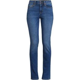 LANDS' END Straight Fit Recover Jeans Mid Waist, Damen,  Blau, Elasthan/Baumwoll-Mischung/Polyester-Mischung, by Lands' End