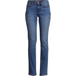 LANDS' END Straight Fit Recover Jeans Mid Waist, Damen,  Blau, Elasthan/Baumwoll-Mischung/Polyester-Mischung, by Lands' End