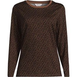 LANDS' END Lang&auml;rmeliges Supima-Shirt mit Rundausschnitt, Damen,  Braun, by Lands' End