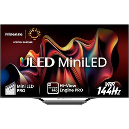 HISENSE Mini-LED-Fernseher »55U7NQ« 139 cm/55 ′′ Smart-TV 4KUHD, ULED, Mini LED schwarz Neue selbstladende Solarfernbedienung