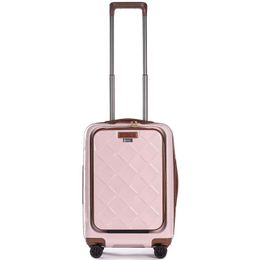 Stratic Hartschalen-Trolley »Leather&More S mit Vortasche, rose« 33 l 4 Rollen Handgepäck Reisekoffer Reisegepäck TSA-Zahlenschloss rose